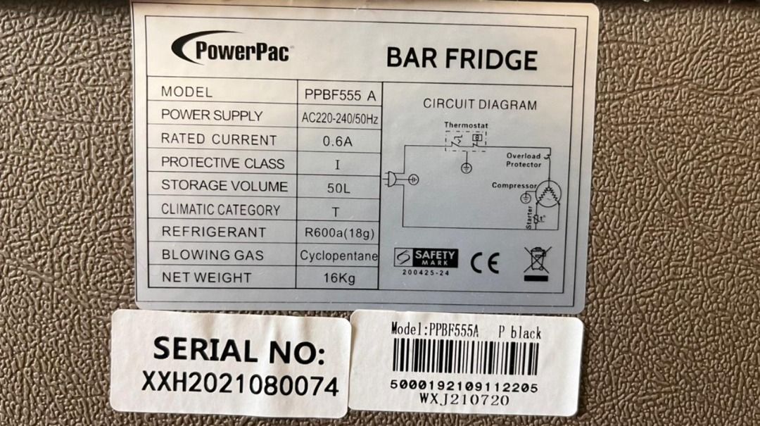 Powerpac 50L Mini fridge , TV & Home Appliances, Kitchen Appliances ...