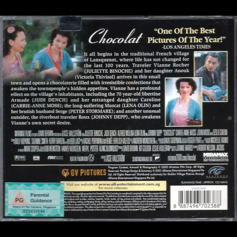 Pre-Owned - Original VCD Movie - Chocolat, Hobbies & Toys, Music ...