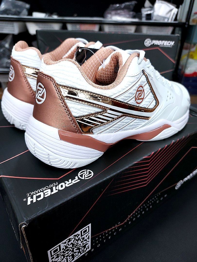 Protech Female Badminton Shoe (White/Rose Gold) - Limited Edition ...