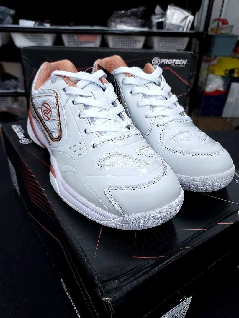 Protech Female Badminton Shoe (White/Rose Gold) - Limited Edition ...