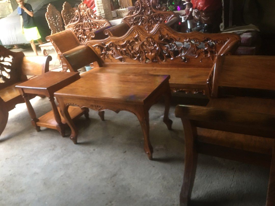 Pure narra sala set, Furniture & Home Living, Furniture, Sofas on Carousell