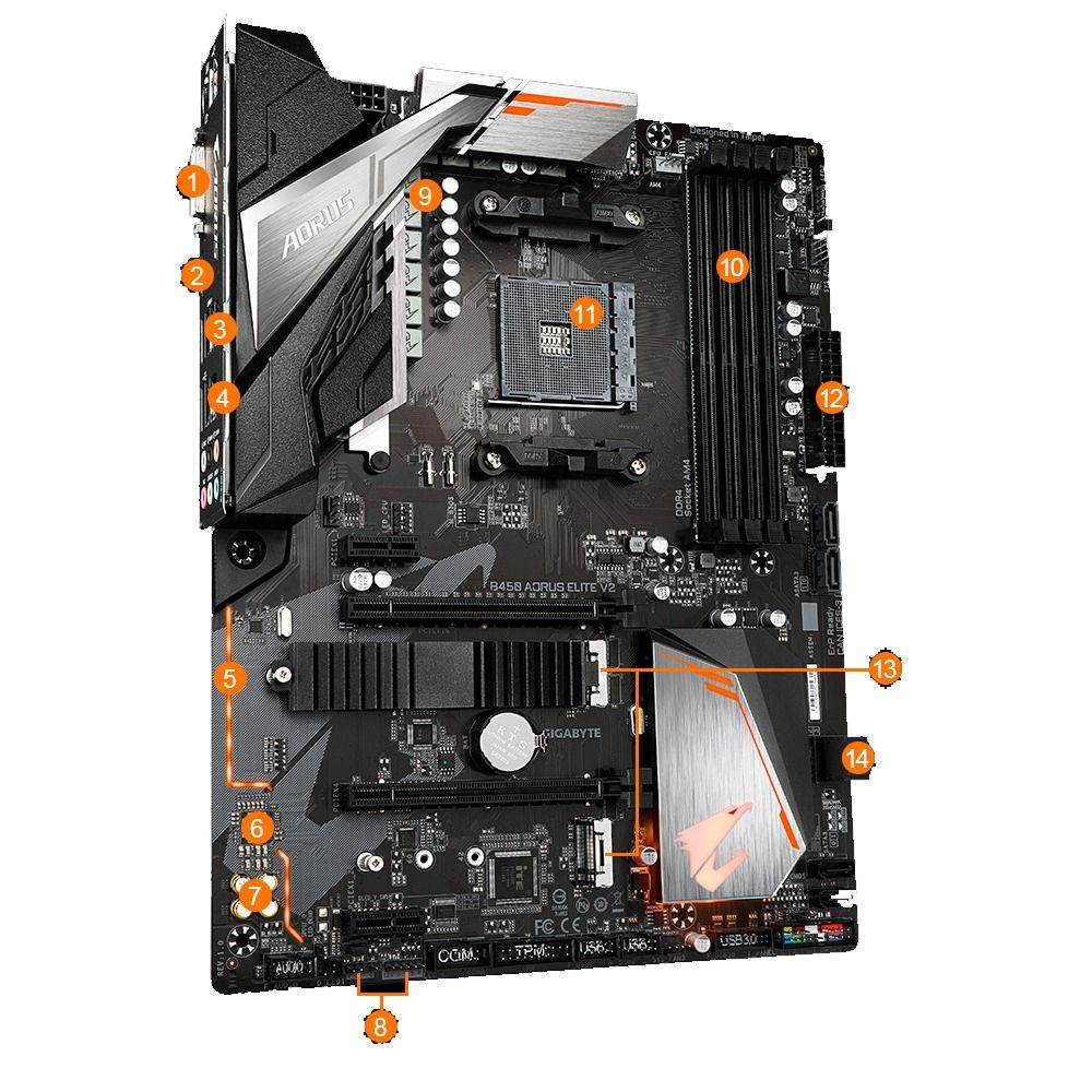 REFURBISHED GA-B450-AORUS-ELITE-V2 GIGABYTE AMD B450 AM4 DDR4 ATX ...