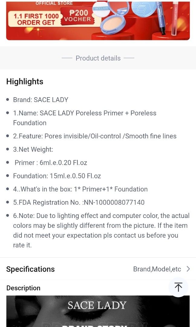 Sace Lady Matte Liquid Foundation + Poreless Primer, Beauty & Personal ...