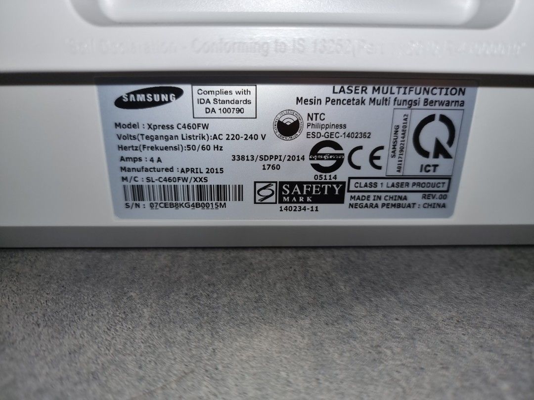 Samsung Xpress SL-C460FW Color Laser Multifunction Printer, Computers ...