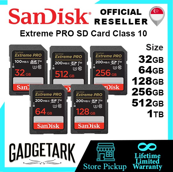 SanDisk Extreme PRO SD Card Class 10 32GB / 64GB / 128GB / 256GB/ 512GB ...