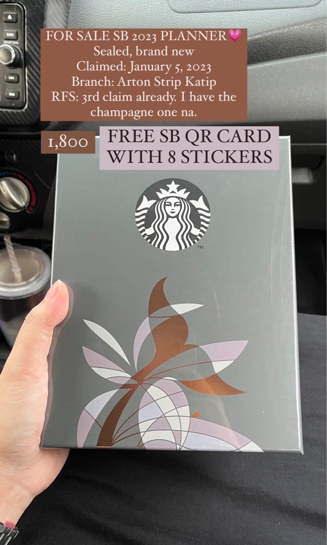 Starbucks 2023 Planner black SEALED FREE SB QR CARD WITH 8 STICKERS ...