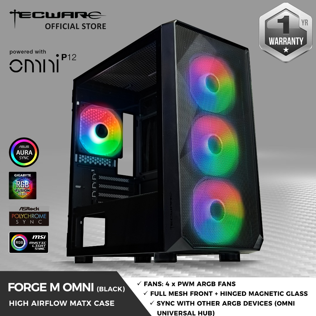 Tecware Forge M Omni Micro-ATX Casing - Black, Computers & Tech, Parts ...