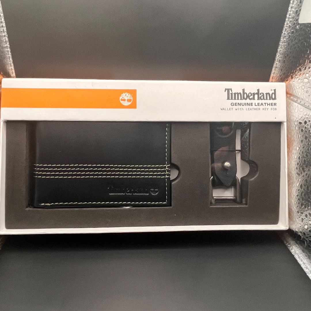 Timberland Men's Leather Slimfold Wallet with Matching Fob Gift Set ...