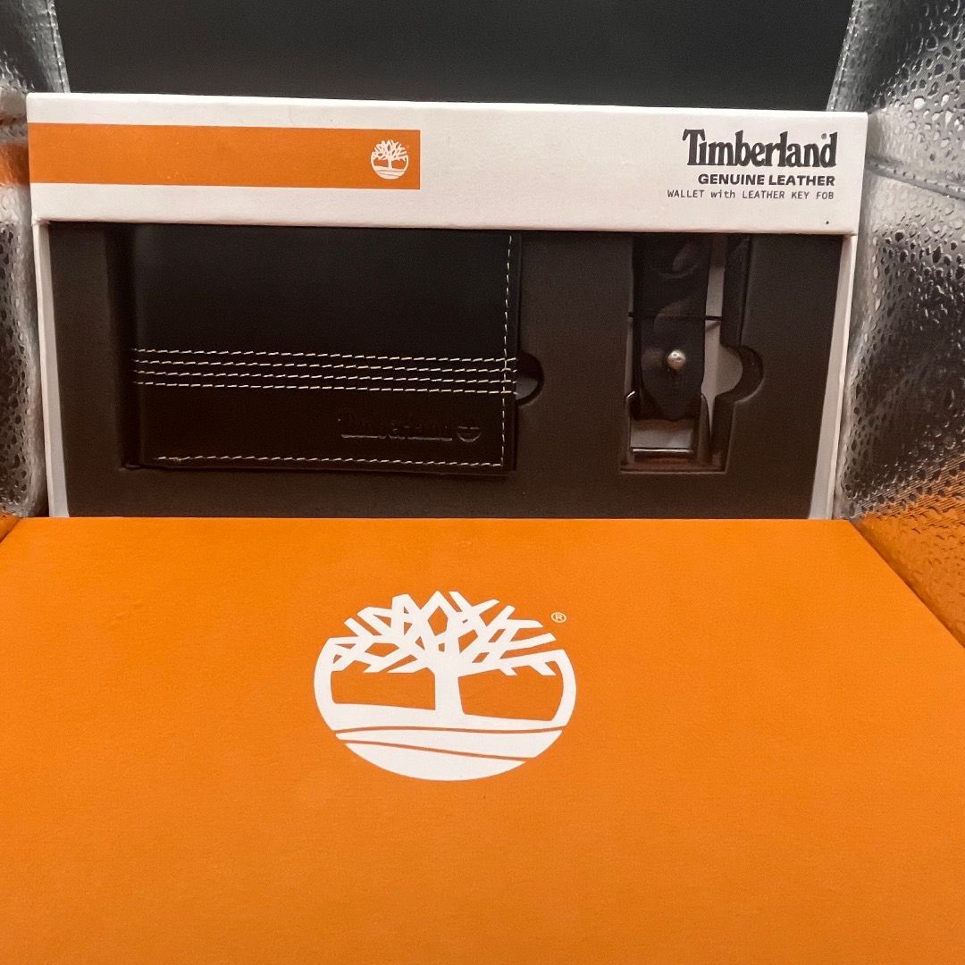 Timberland Men's Leather Slimfold Wallet with Matching Fob Gift Set ...