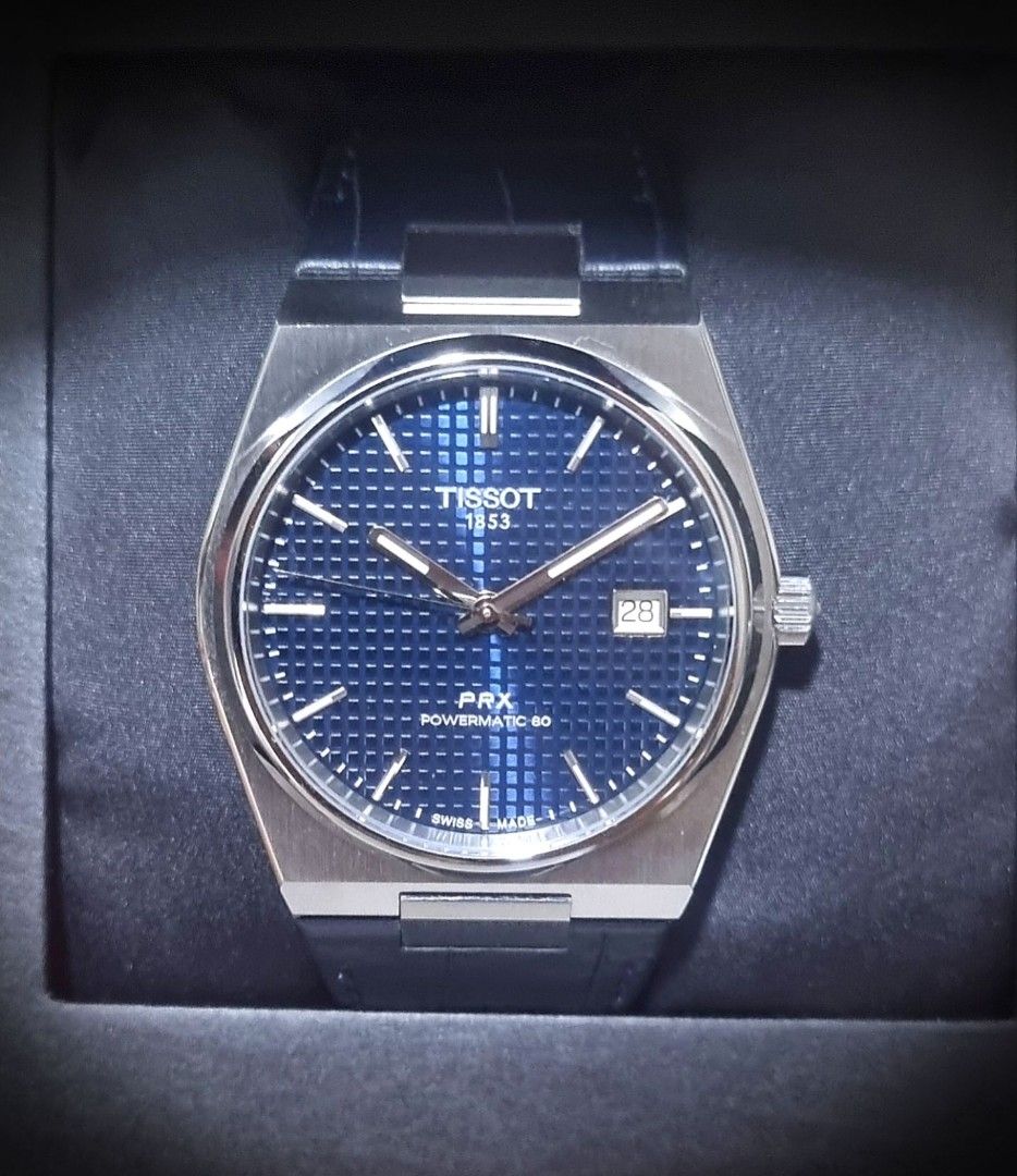 Tissot PRX Blue 40mm (Automatic/Leather Strap), Men's Fashion, Watches ...