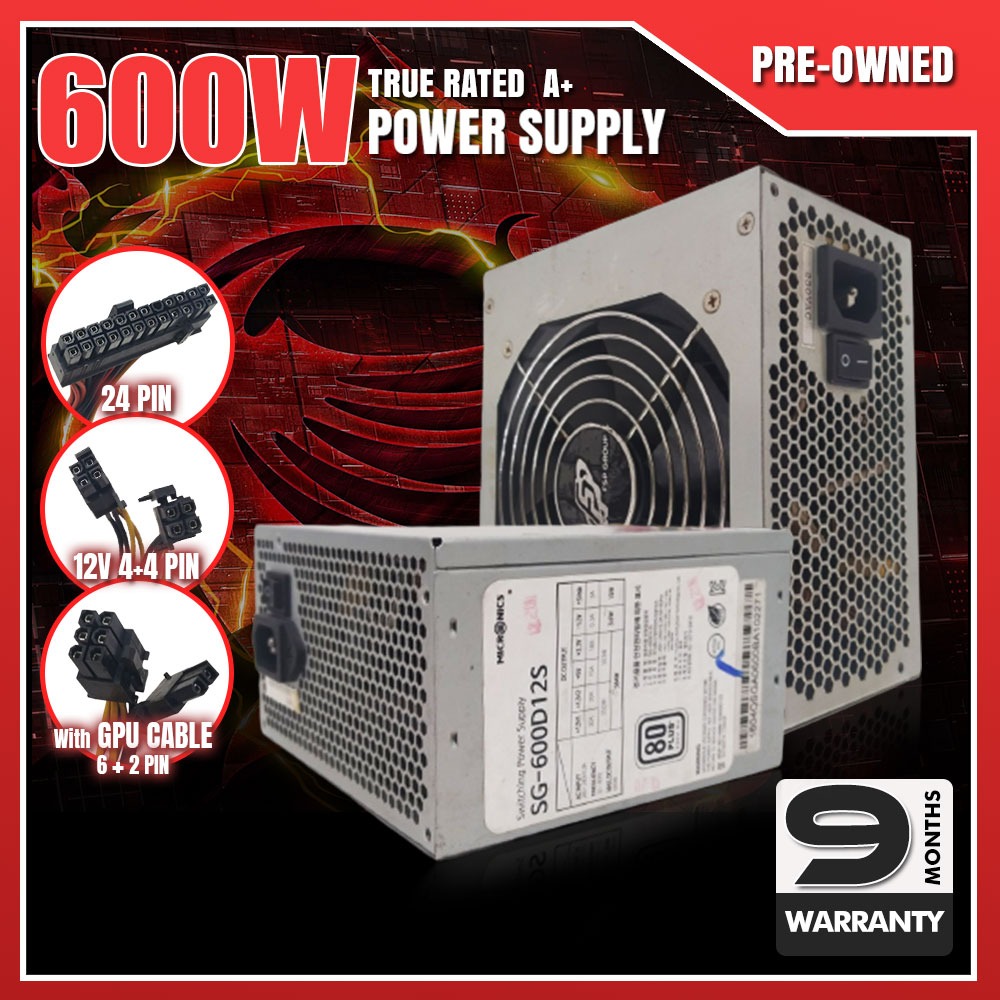 Used A+ Grade True Rated Power Supply Unit 600Watts, Computers & Tech ...