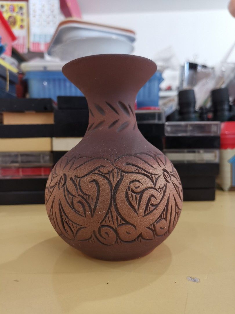 Vintage Artistic Design Clay Vase, Furniture & Home Living, Home Decor ...