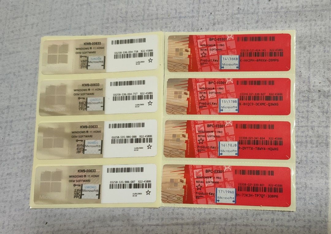 Windows 10/11 Pro/Home Sticker Keys Oem/Retail Physical/For Windows ...