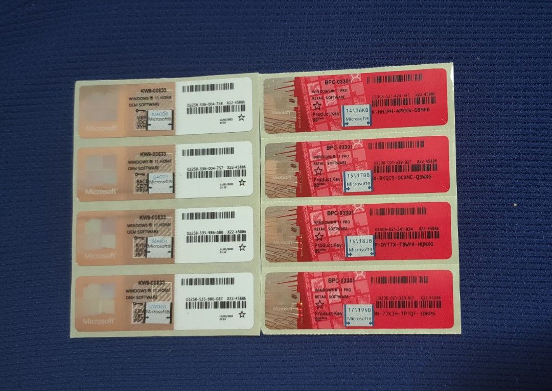 Windows 10/11 Pro/Home Sticker Keys Oem/Retail Physical/For Windows ...