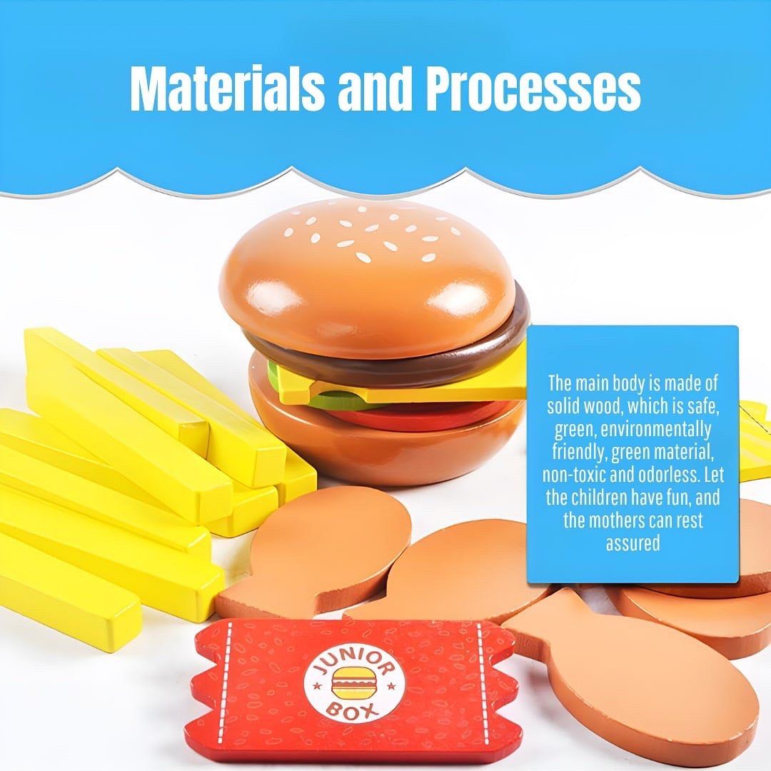 Wooden Burger Set, Hobbies & Toys, Toys & Games on Carousell