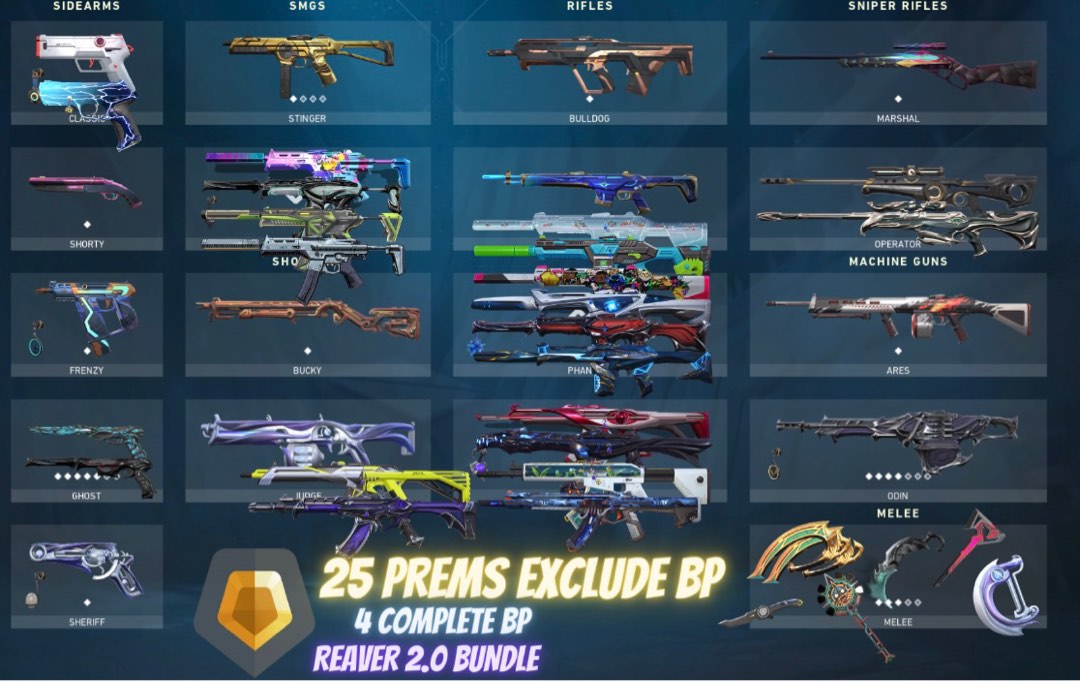 WTS 25 Premium Skins Valorant Account REAVER 2.0 BUNDLE, Video Gaming ...