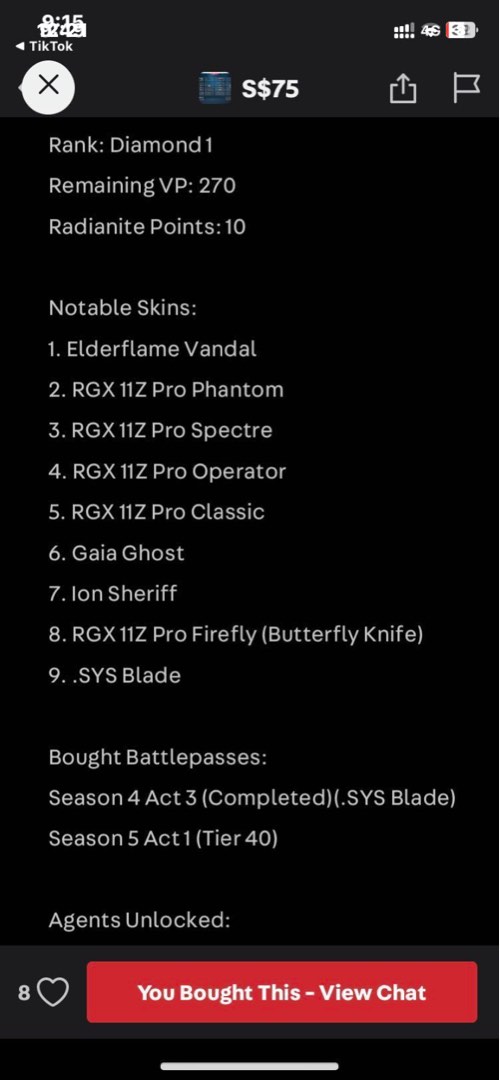 WTT Diamond 1 valorant account, Video Gaming, Video Games, Others on ...