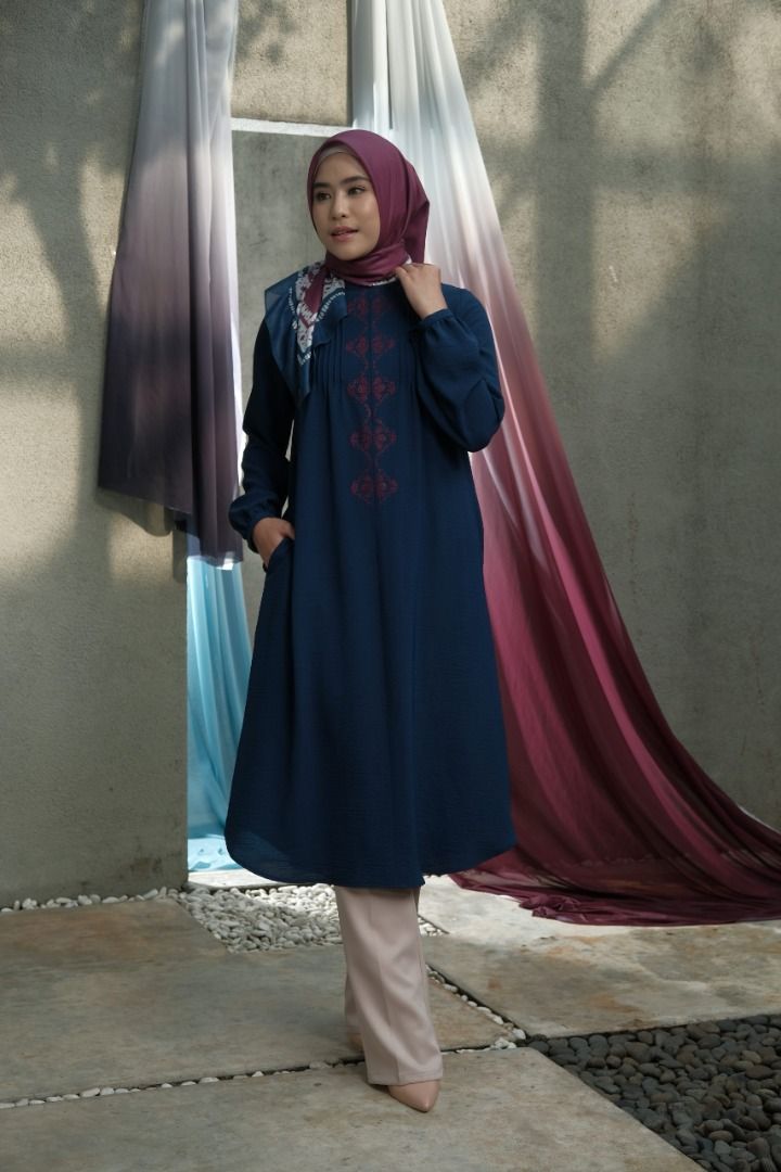 Zoya – Gamis Muslim Novira Shibori Midi Dress Wudhu Dan Busui Friendly ...