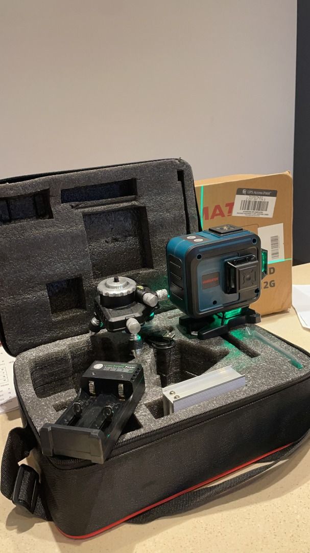 1610) HANMATEK 3D Self-Leveling 360-Degree Green Cross Line Laser Level ...