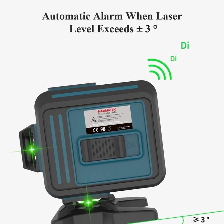 1610) HANMATEK 3D Self-Leveling 360-Degree Green Cross Line Laser Level ...