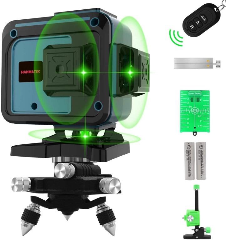 1610) HANMATEK 3D Self-Leveling 360-Degree Green Cross Line Laser Level ...
