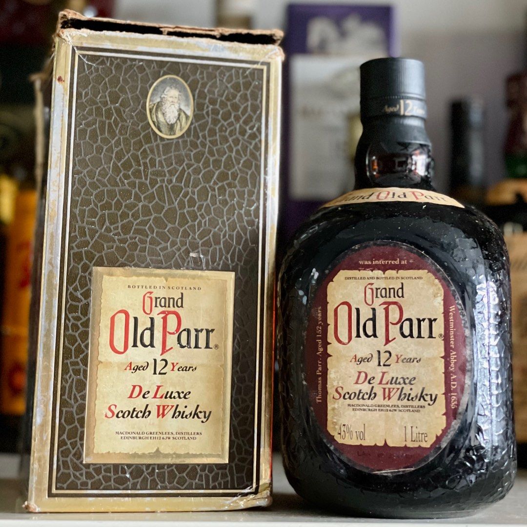 1L Grand Old Parr Whisky vintage w box 1000ml, Food & Drinks, Beverages on Carousell