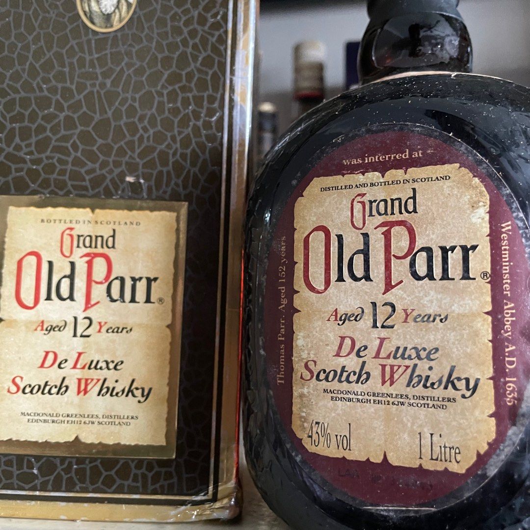 1L Grand Old Parr Whisky vintage w box 1000ml, Food & Drinks, Beverages on Carousell