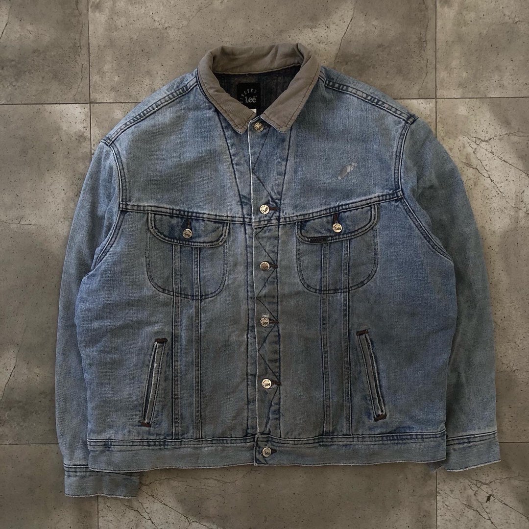 90’s Lee Riveted Denim Trucker Jacket, Men's Fashion, Coats, Jackets and Outerwear on Carousell
