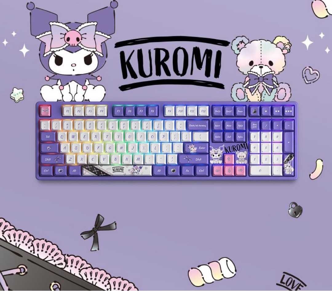 AKKO KUROMI SANRIO LIGHT UP KEYBOARD PURPLE PC / LAPTOP WIRED USB ...