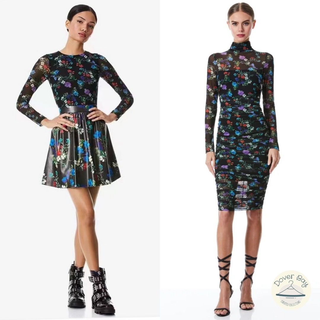 Alice + Olivia Delora Turtleneck Long Sleeve Midi Dress / Chara Vegan ...