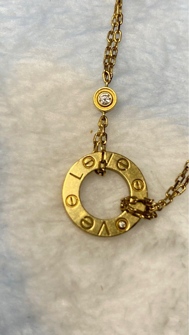 Auth Cartier Love double chain diamond bracelet, Women's Fashion ...