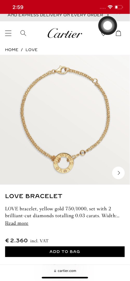 Auth Cartier Love double chain diamond bracelet, Women's Fashion ...