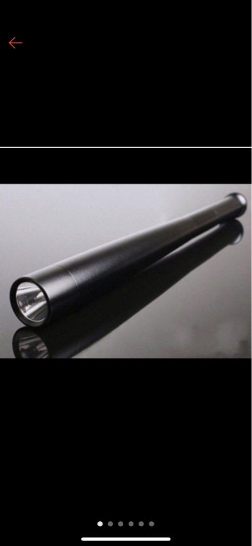 Baseball Bat Torchlight Baton LED Tactical Patrol Guard Duty Black Grip ...