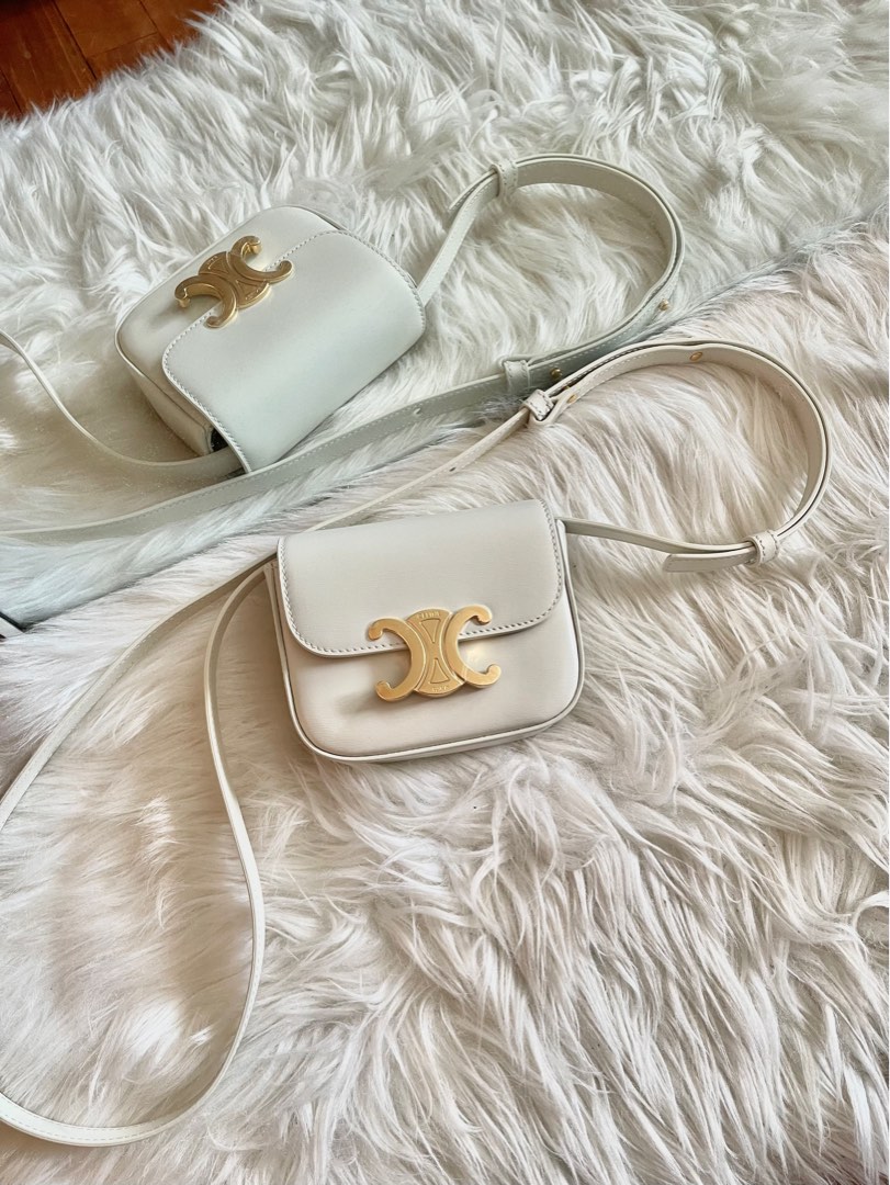 Celine Mini Triomphe in Rice, Women's Fashion, Bags & Wallets, Cross ...