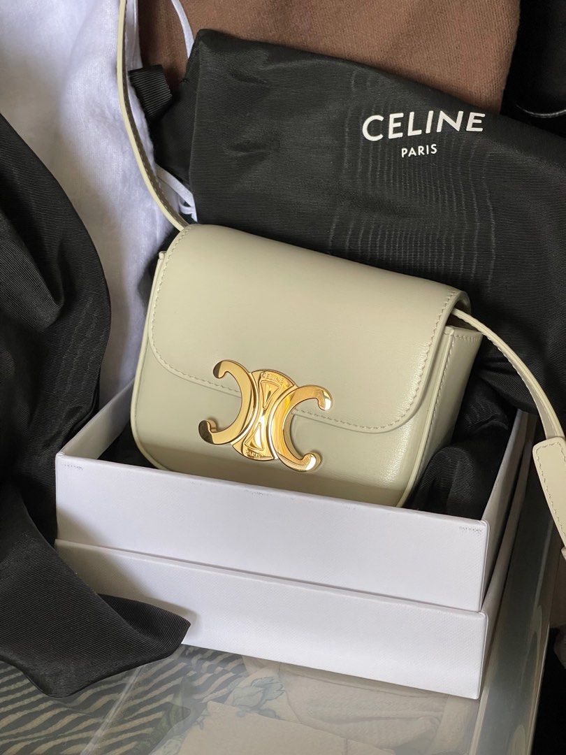 Celine Mini Triomphe in Rice, Women's Fashion, Bags & Wallets, Cross-body Bags on Carousell
