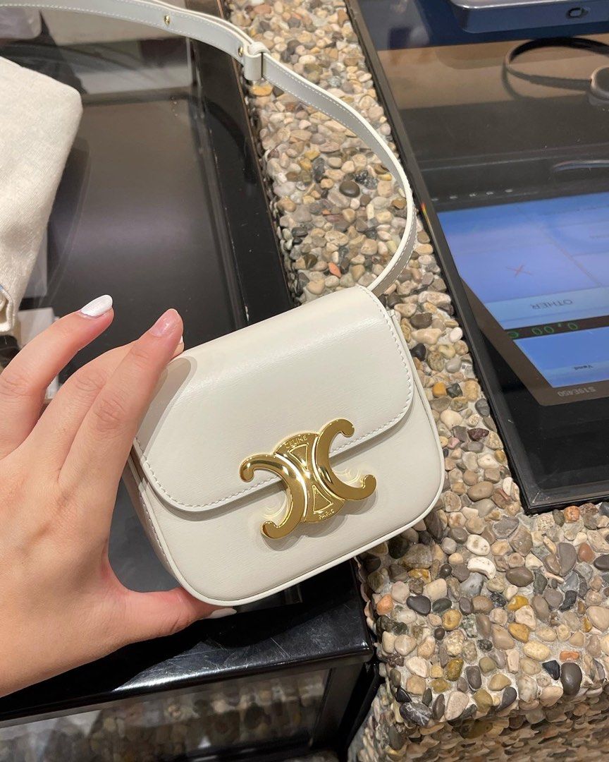Celine Mini Triomphe in Rice, Women's Fashion, Bags & Wallets, Cross ...