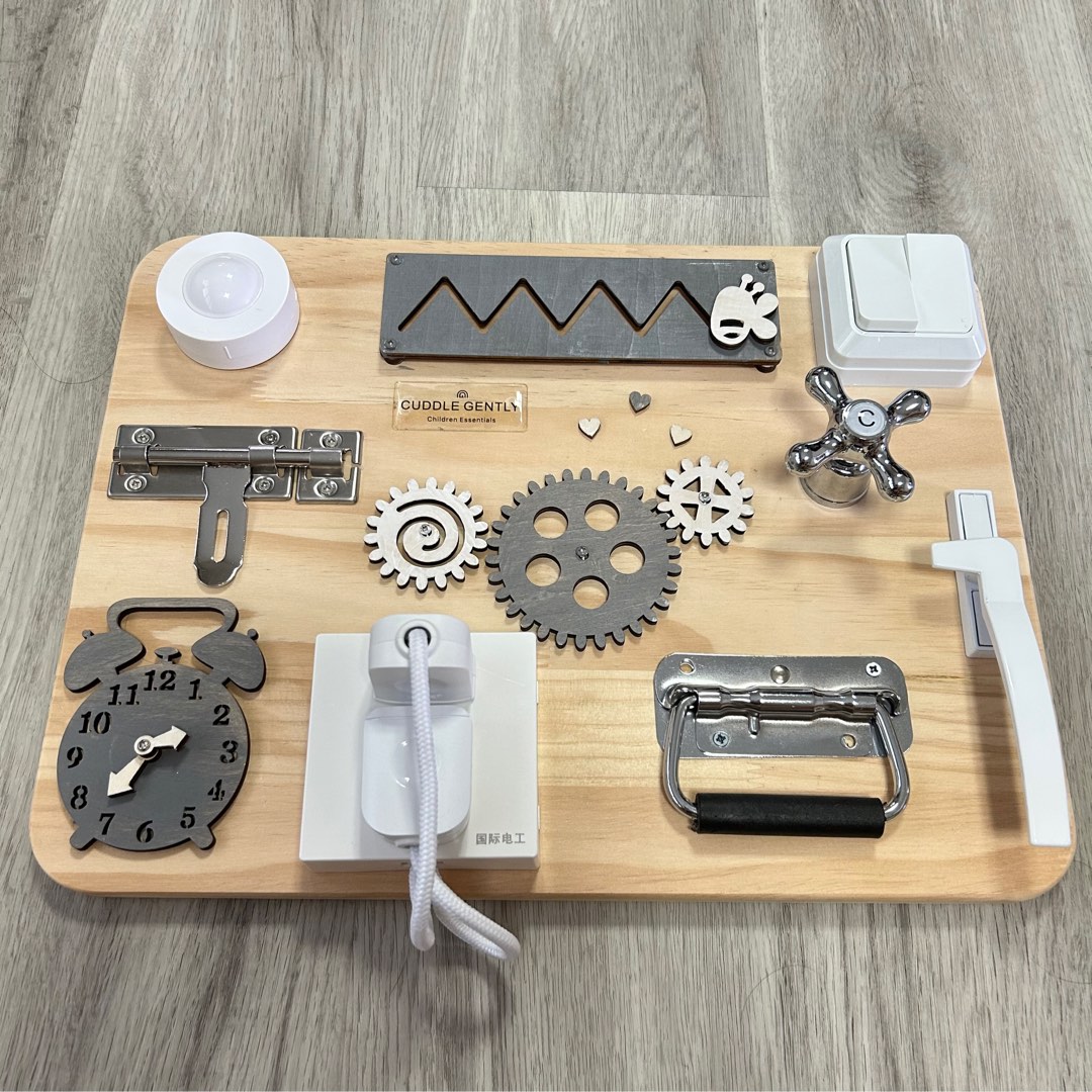 Cuddle Gently Montessori Busy Board Pinewood, Babies & Kids, Infant ...