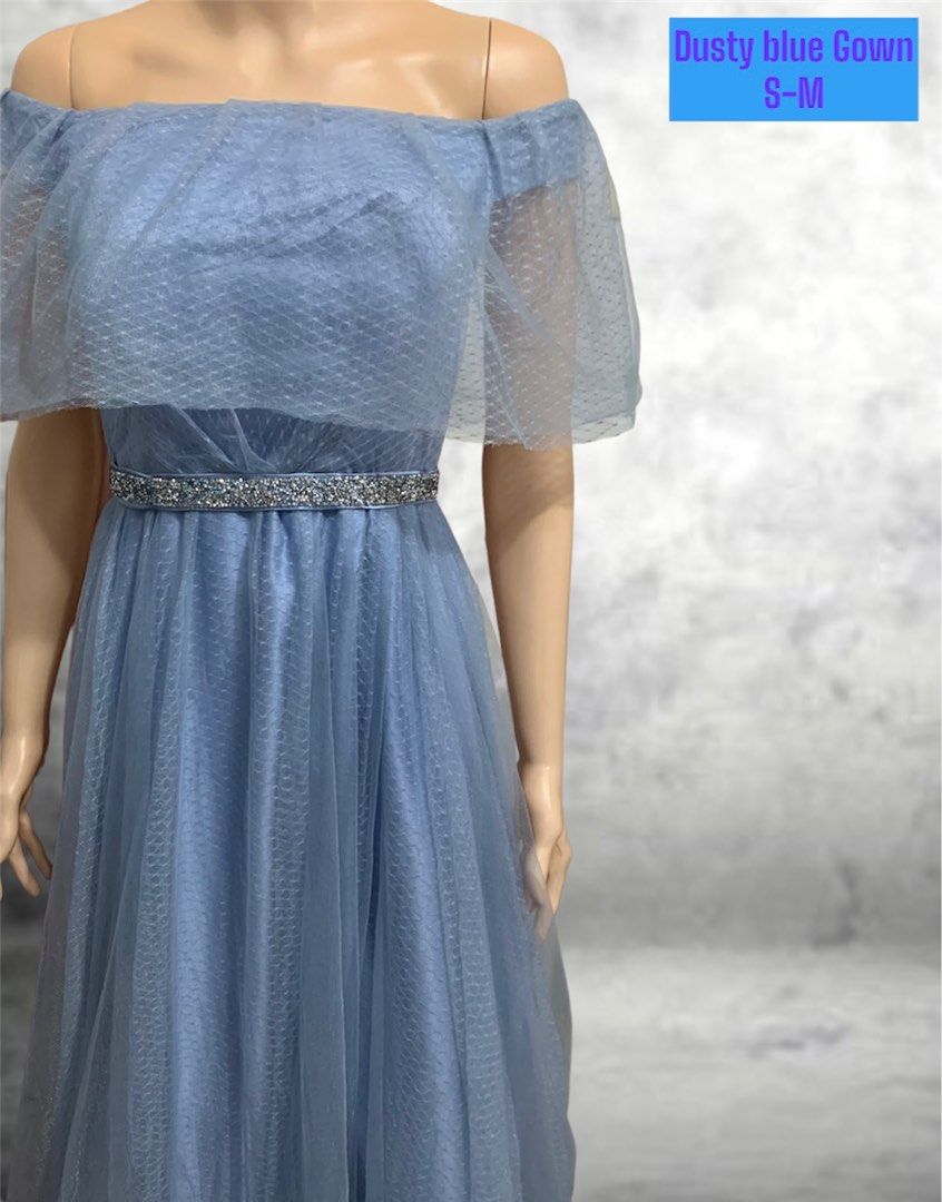 Dusty blue gown/off shoulder elegant tulle gown/Principal sponsor/Prom ... Dusty blue gown/off shoulder elegant tulle gown/Principal sponsor/Prom ...