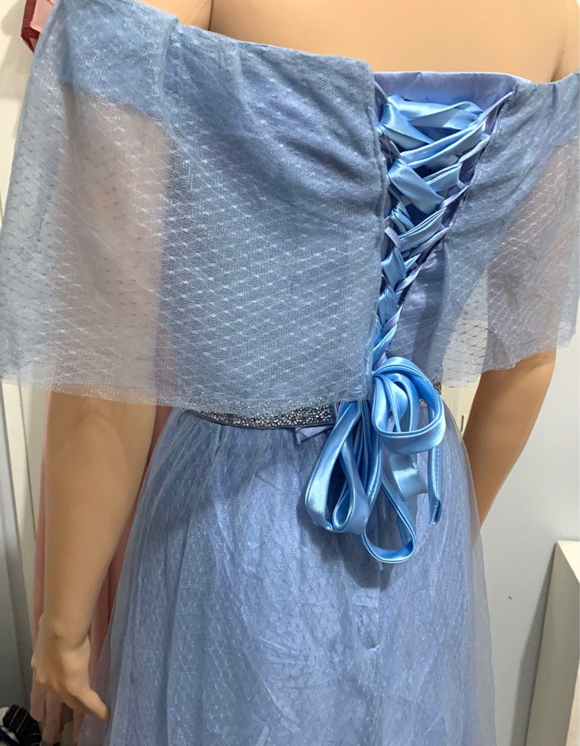 Dusty blue gown/off shoulder elegant tulle gown/Principal sponsor/Prom ... Dusty blue gown/off shoulder elegant tulle gown/Principal sponsor/Prom ...