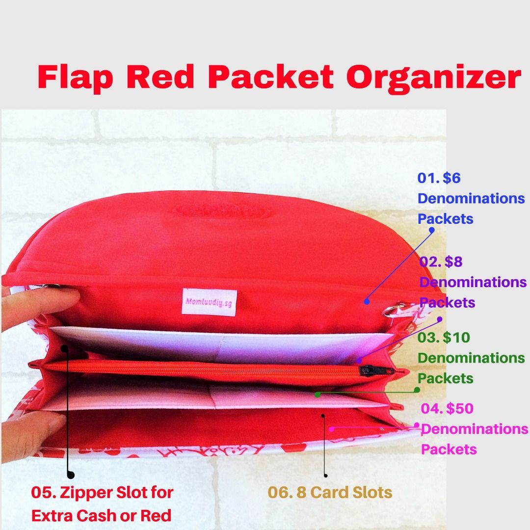 FLAP Ang Bao Organizer | Pouch for Red Packets | Flap Organiser 50 Red ...
