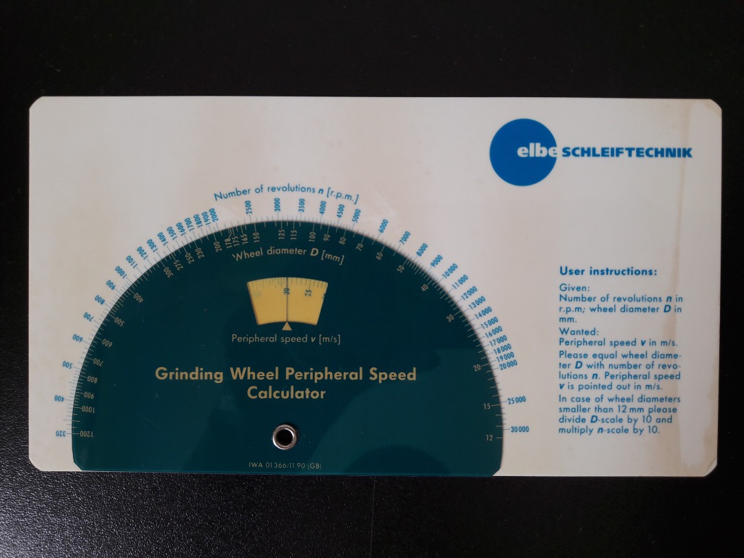 (FOC) Grinding Wheel Peripheral Speed Calculator, Free Items on Carousell