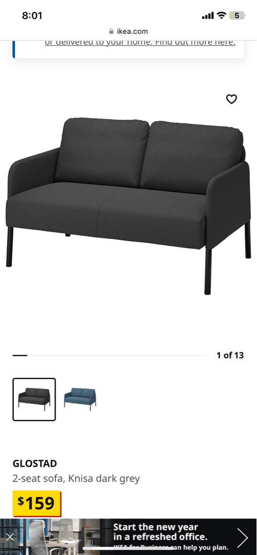Glostad Ikea 2 seat sofa, Furniture & Home Living, Furniture, Sofas on Carousell