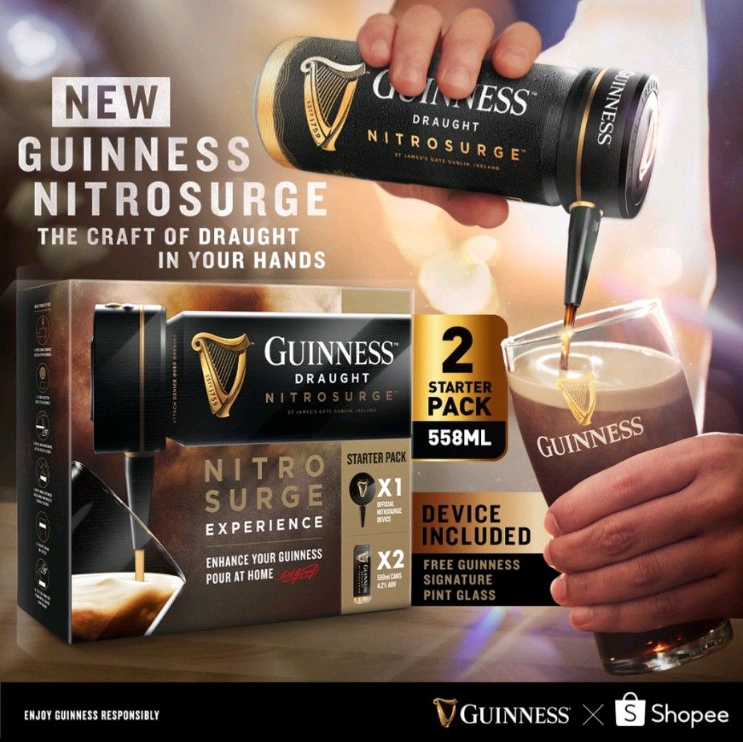 Guinness Nitrosurge Starter Pack, Food & Drinks, Alcoholic Beverages on ...