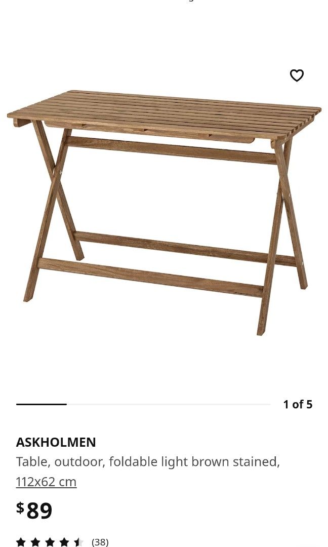 IKEA foldable table for 4, ASKHOLMEN, Furniture & Home Living ...