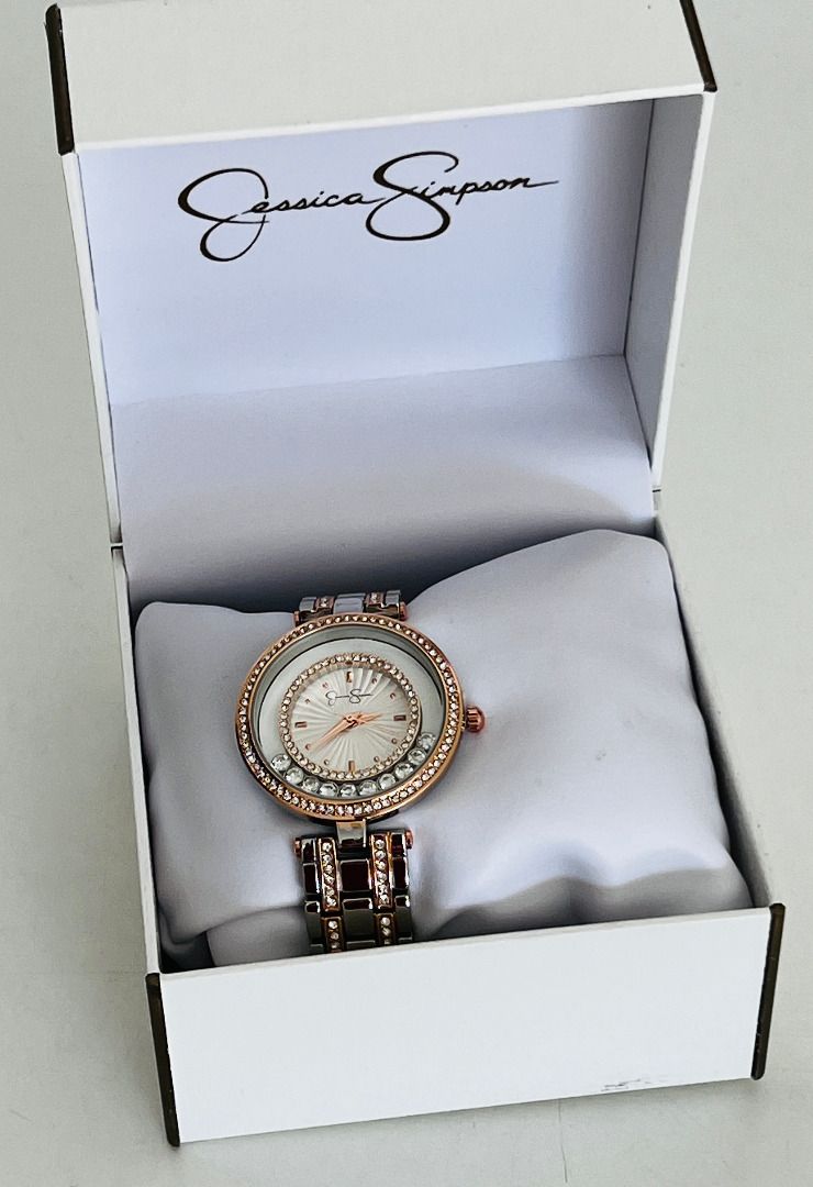 JESSICA SIMPSON TWO-TONE SILVER AND GOLD MOTHER OF PEARL FLOATING ...