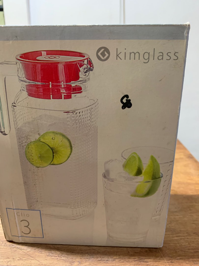 Kim Glass Clio 3pc Set of Jug + Tumbler, Furniture & Home Living ...