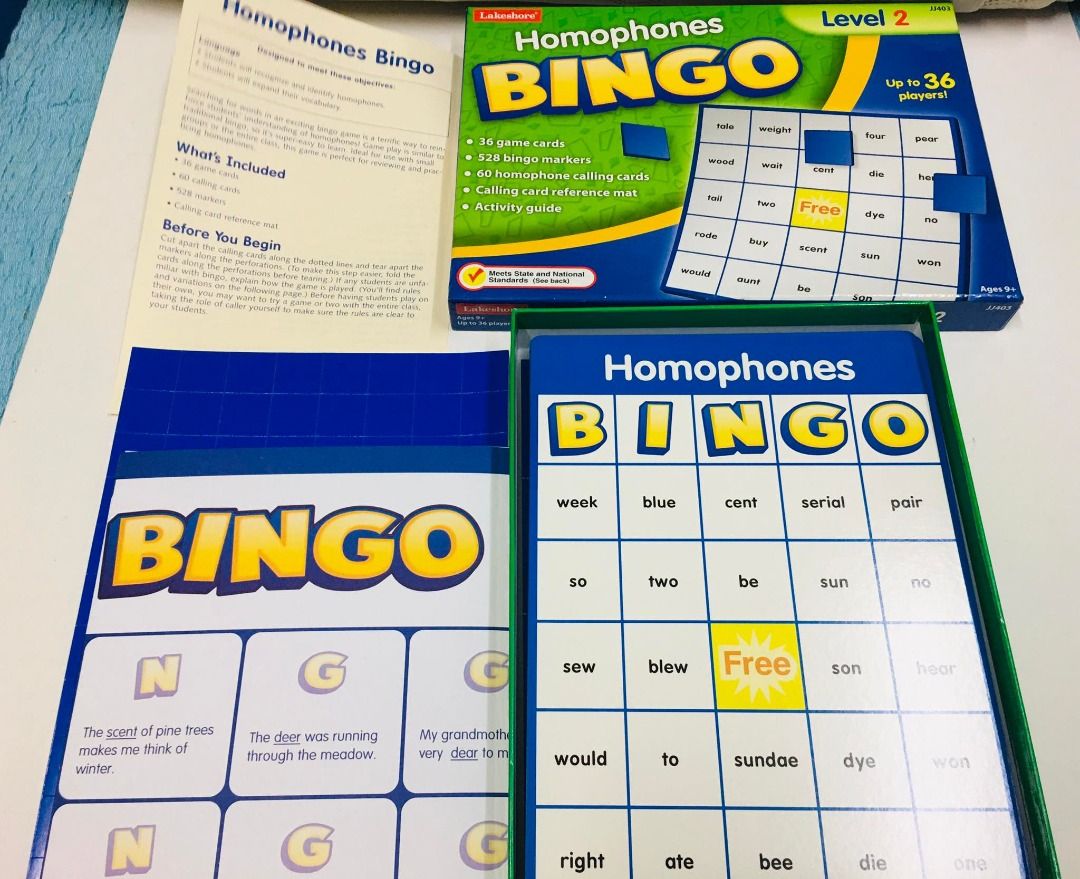 Lakeshore Bingo (Homophones) Up to 36 players, Hobbies & Toys, Toys ...