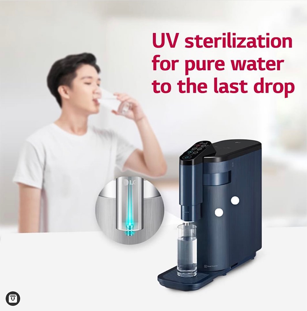 LG PuriCare™ Self-Service Tankless Water Puriﬁer performs automatic UV ...