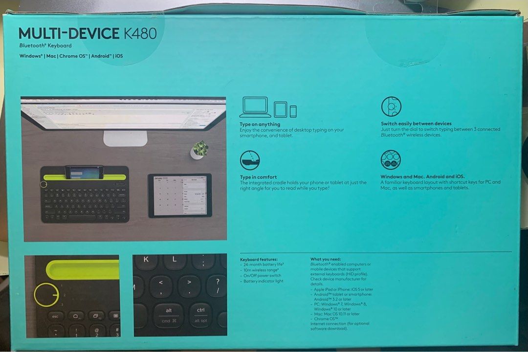 Logitech multi-device keyboard K480 鍵盤, 電腦＆科技, 電腦周邊及配件, 電腦鍵盤及相關產品 ...