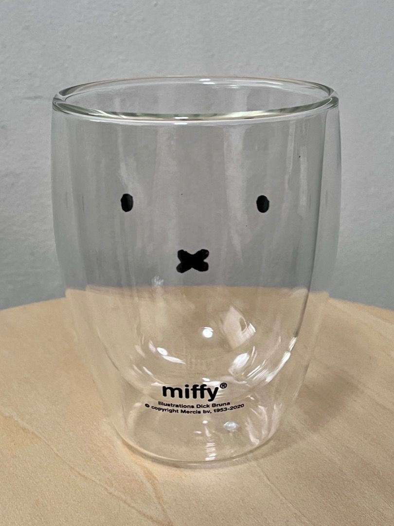 Miffy Rabbit Double Glass Cup Tumbler, Furniture & Home Living, Kitchenware & Tableware, Coffee ...